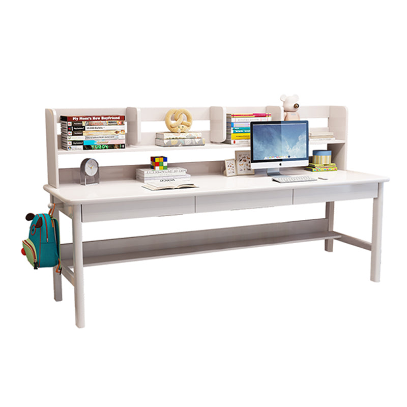 Dalenna Solid Wood Study Desk with Book Shelves and Drawers/Rubberwood ...