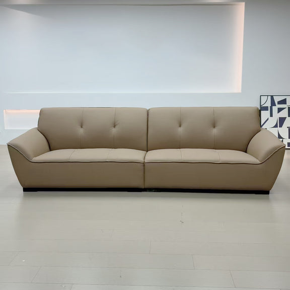 Genuine Leather Sofa Solid Wood Frame High Resilience Foam Padding ...