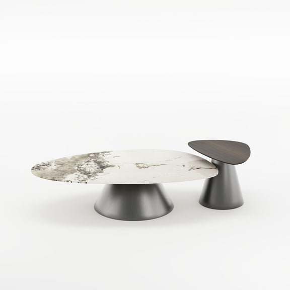 Irregular Shape Coffee Table Set with Carbon Steel Base – Diamonds Home ...