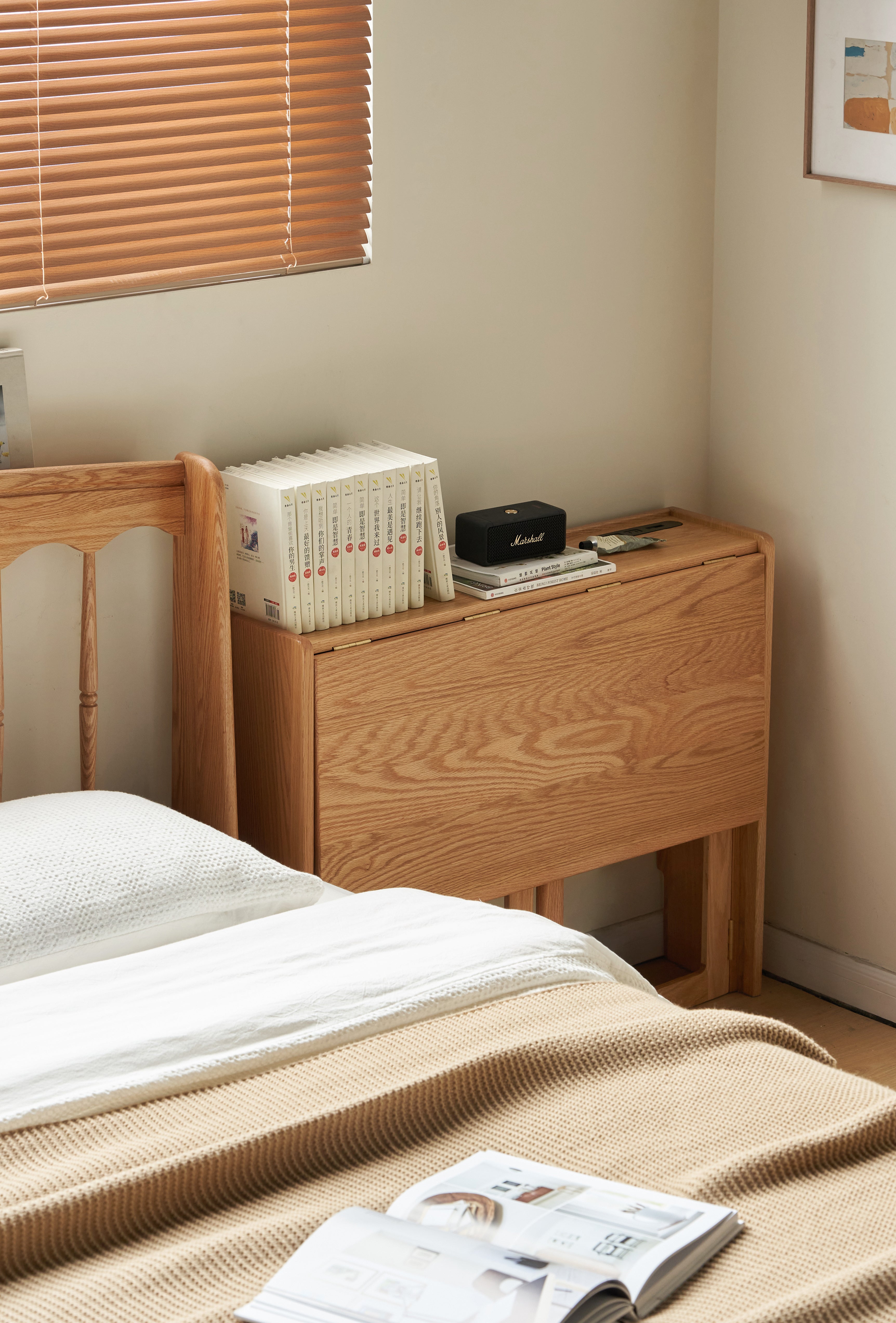 FAS-Graded Natural Wood Color Space Saving Folding Table/Foldable Smal ...