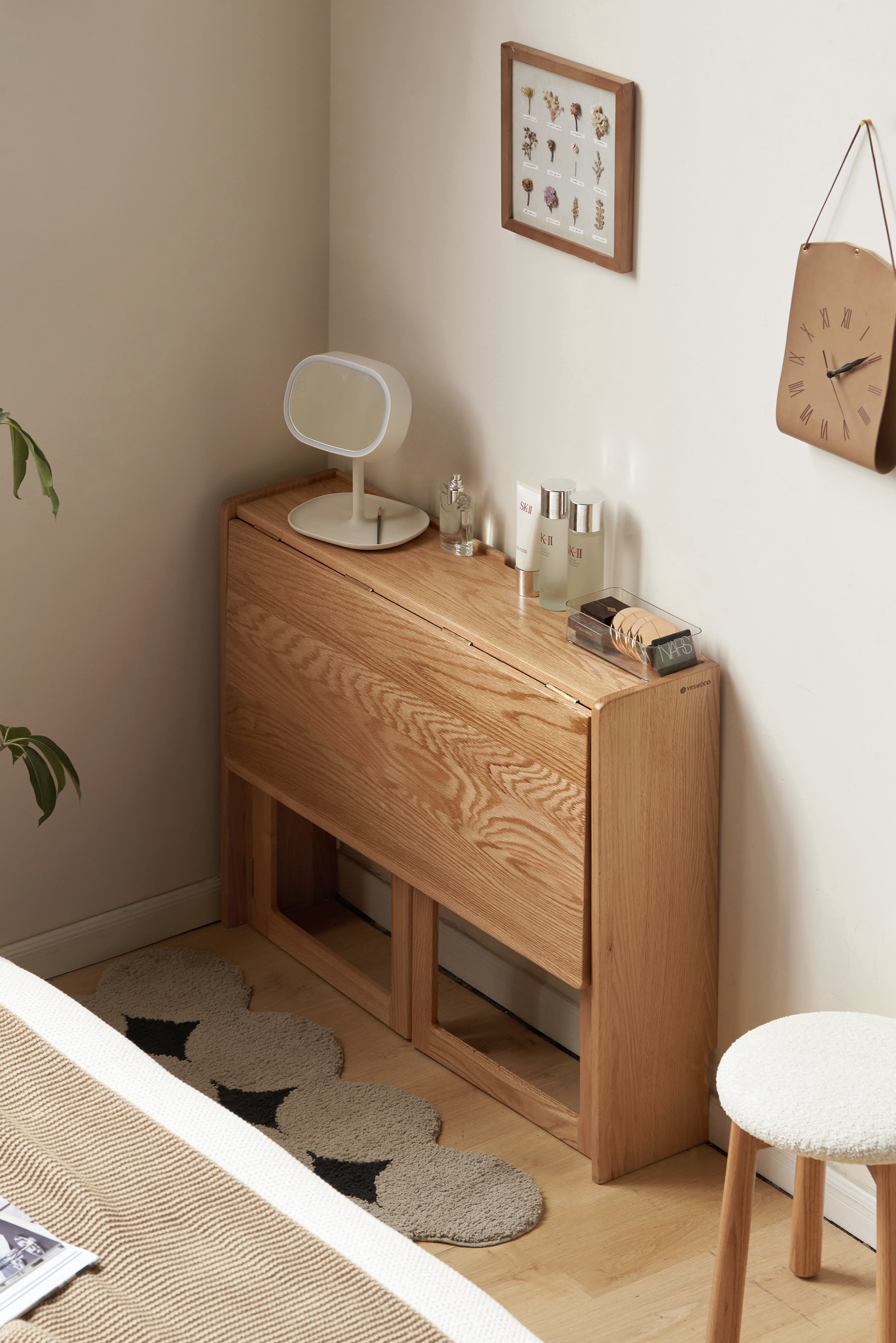 FAS-Graded Natural Wood Color Space Saving Folding Table/Foldable Smal ...