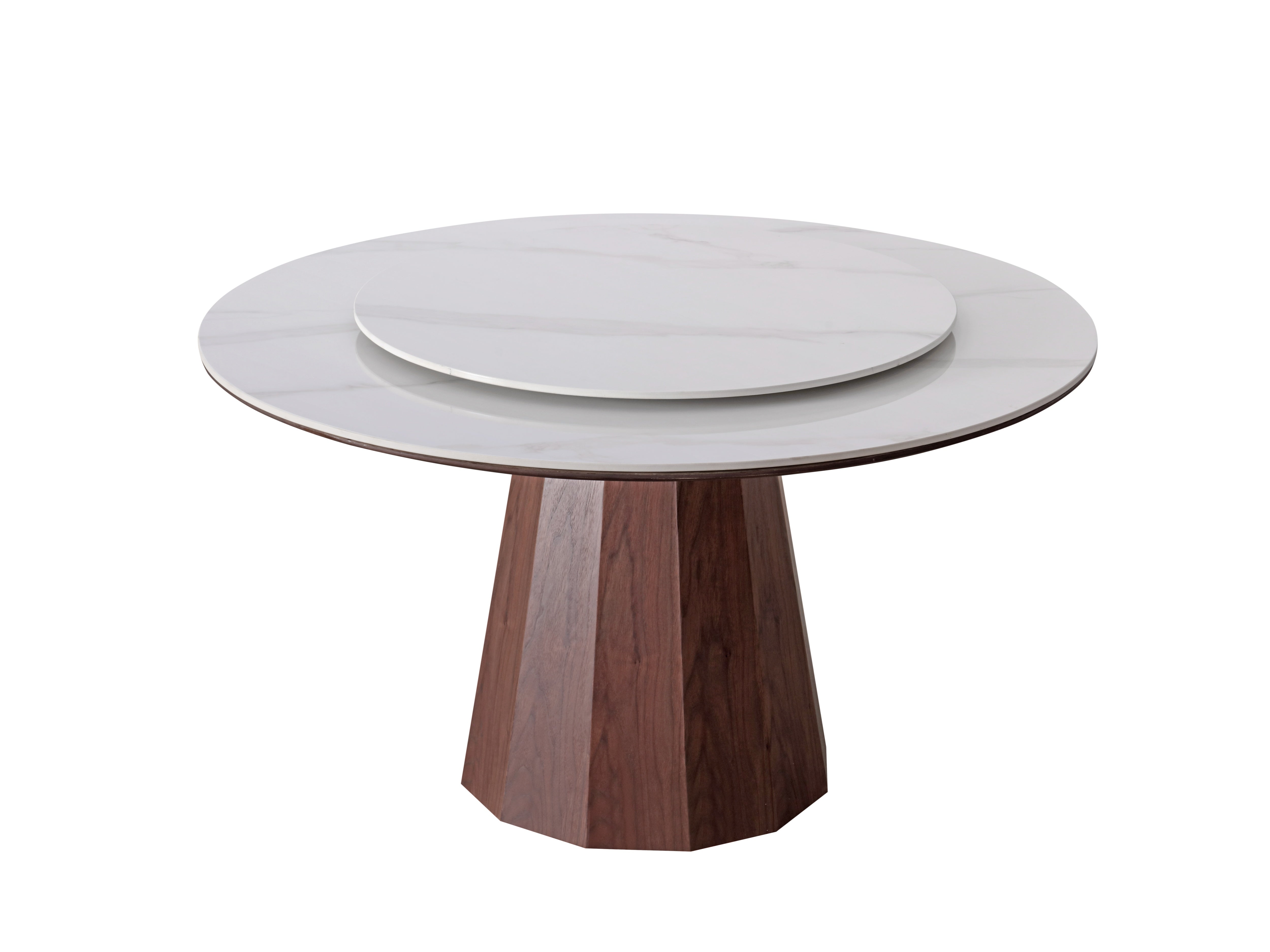 Yezo Ceramic Round Dining Table/Lazy Susan/Solid Timber Base/Glossy Fi ...