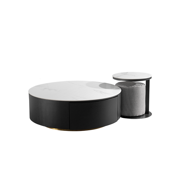 Nicole White Coffee Table - Ceramic Top with Gold Base Set/Zen/Modern ...
