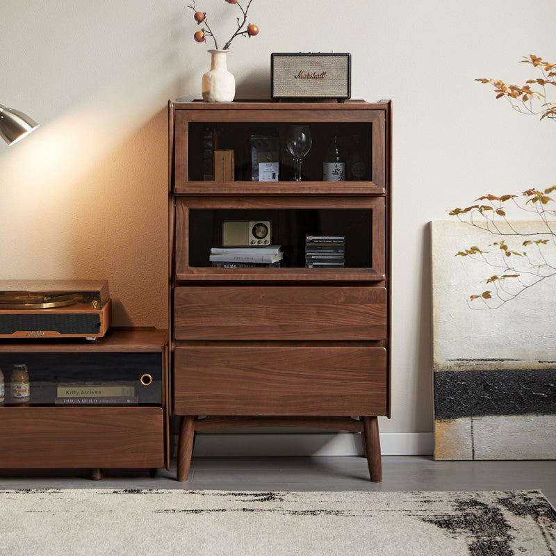 Hector 70cm FAS-Graded Solid Black Walnut Wood Flip-door Bookcase Disp ...