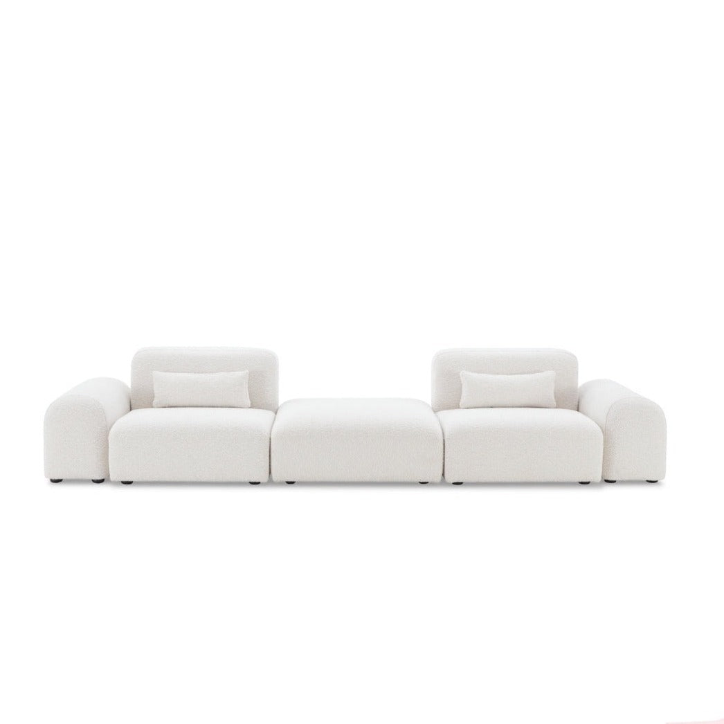 Pretty Modular Pure White Bouclé Upholstery Sofa With Ottoman ...
