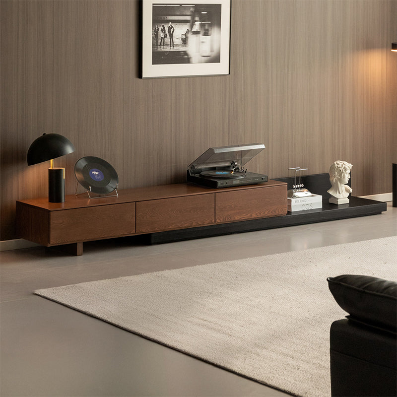 Lenore 225-350cm Fraxinus Mandshurica Wood Adjustable TV Stand/Enterta ...