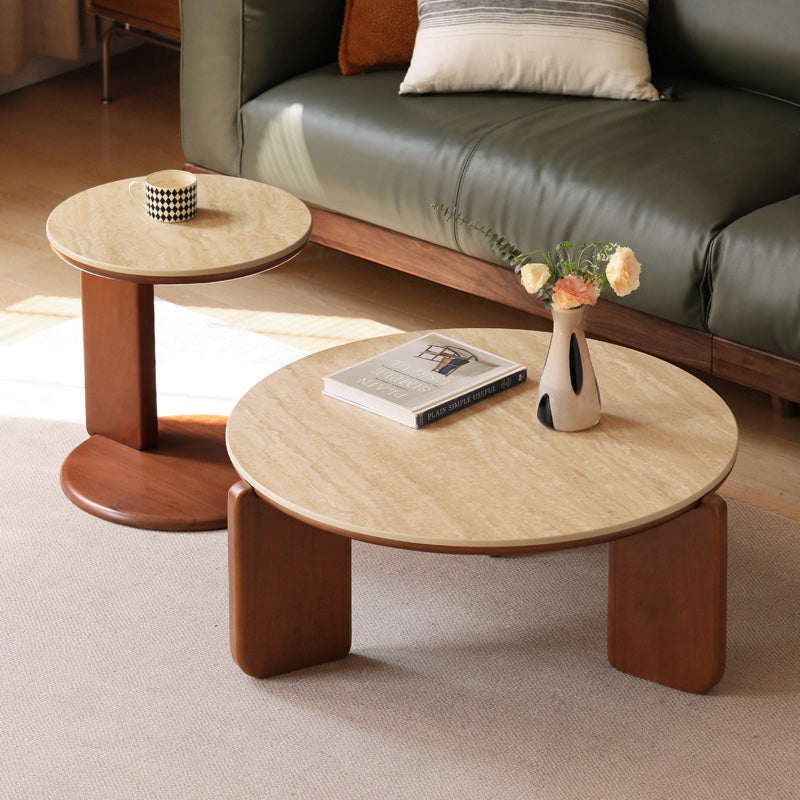 Samantha FAS-Graded Solid Liriodendron Wood Round Coffee Table/Side Ta ...