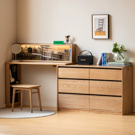 Shaina Solid Ash Wood 120cm/150cm Dressing Table/Bedroom Vanity Table ...