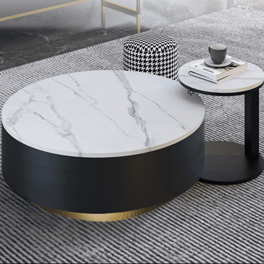 Nicole White Coffee Table - Ceramic Top with Gold Base Set/Zen/Modern ...