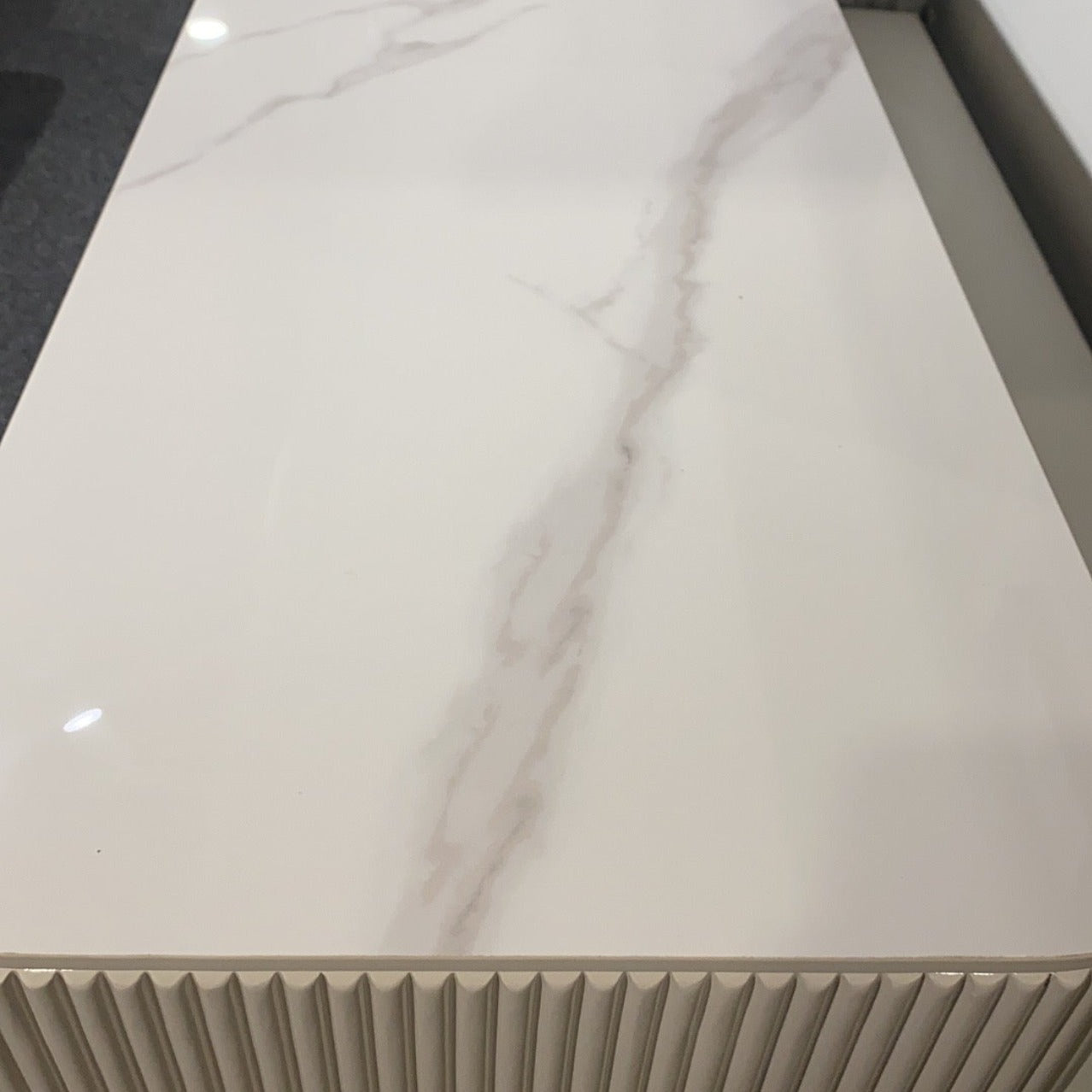 TV Stand - White Ceramic Glossy Top Entertainment Unit//Ceramic top ...