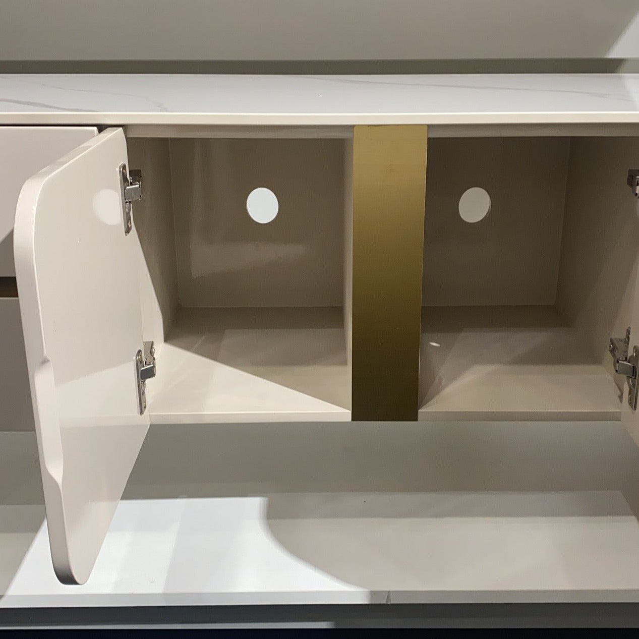 TV Stand - White Ceramic Glossy Top Entertainment Unit//Ceramic top ...