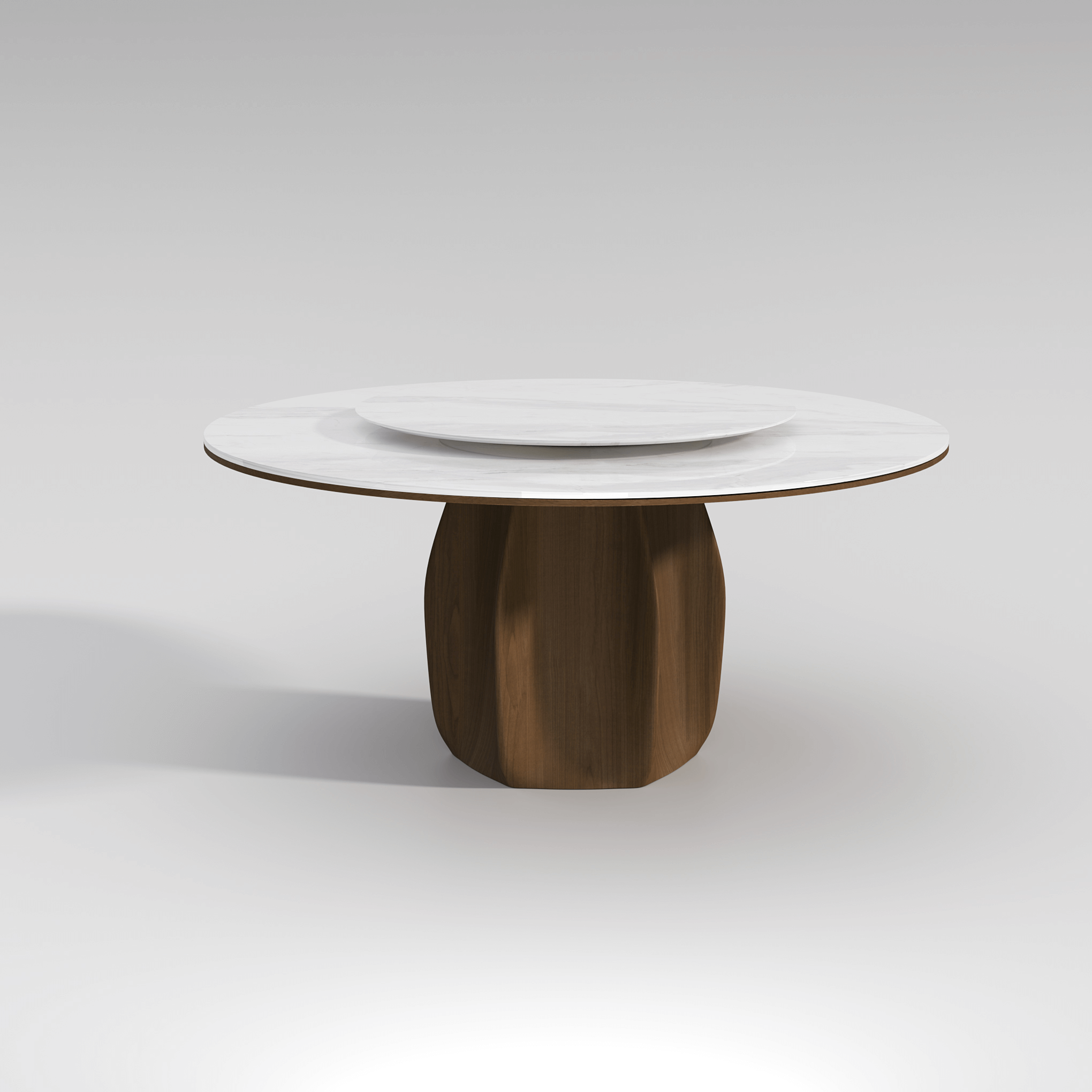 Themis Marble With Extra Timber Veneer Round Dining Table /Solid Timbe ...