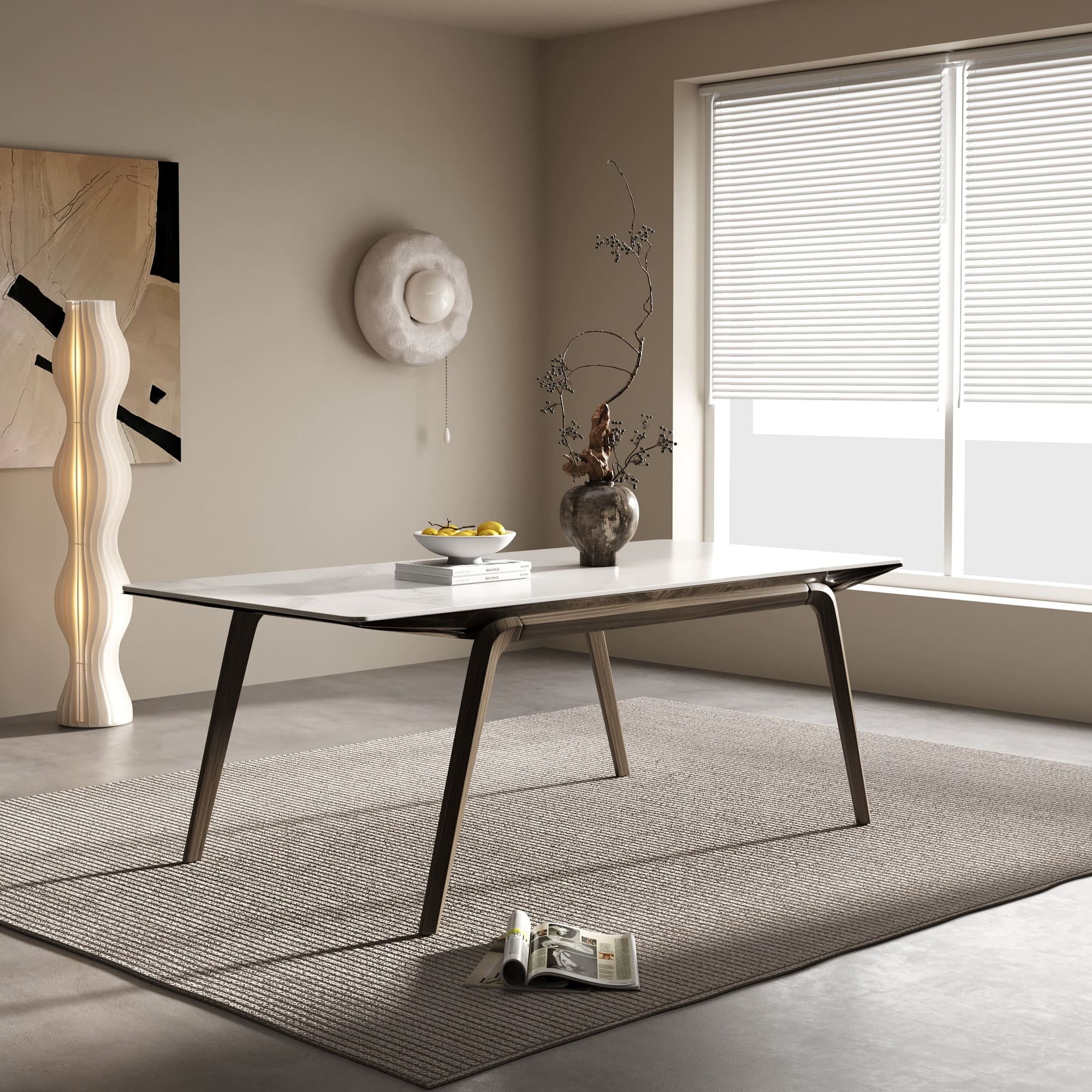 Gual Rectangular Ceramic Top Dining Table/Solid Timber Frame/Wulnut Co ...