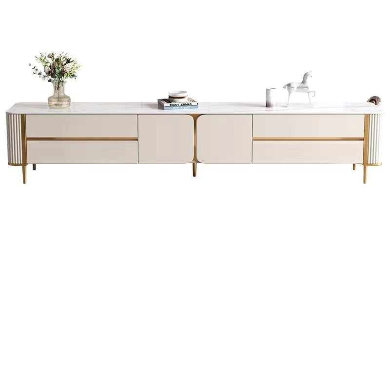 TV Stand - White Ceramic Glossy Top Entertainment Unit//Ceramic top ...