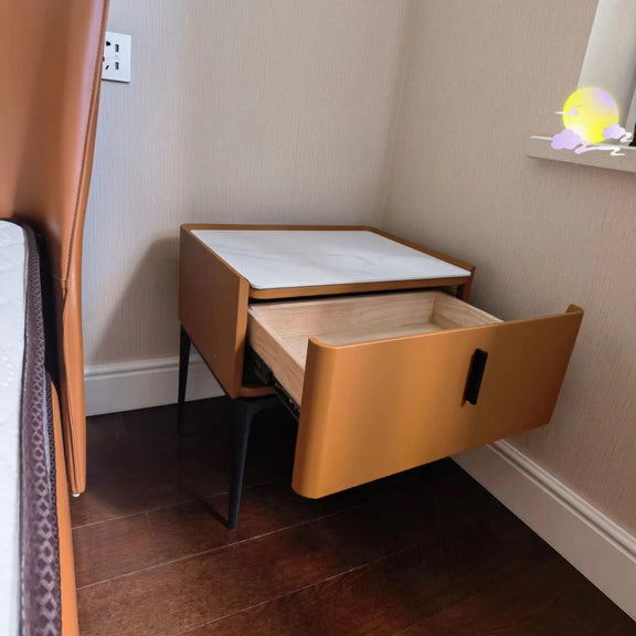 Crocus Leather Upholstery Bedside Table/Night Stands/Timber Frame/Stee ...