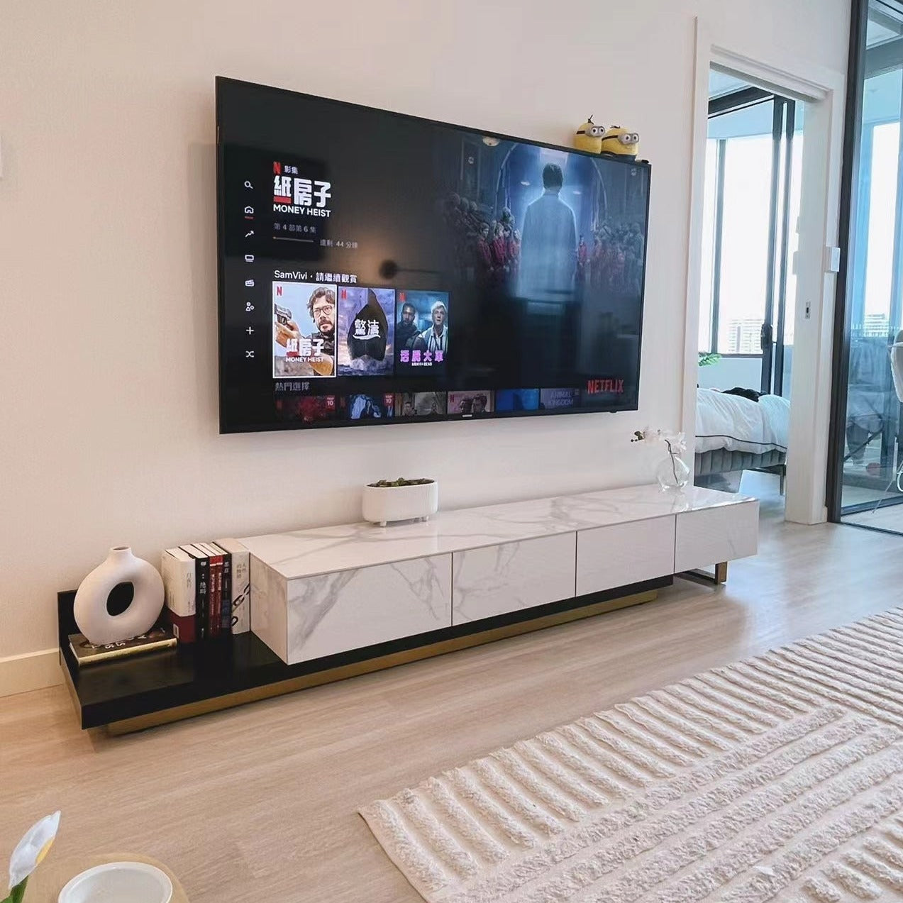 VAVA Ceramic Top Extendable Entertainment Unit/TV Stand/Ceramic Top ...